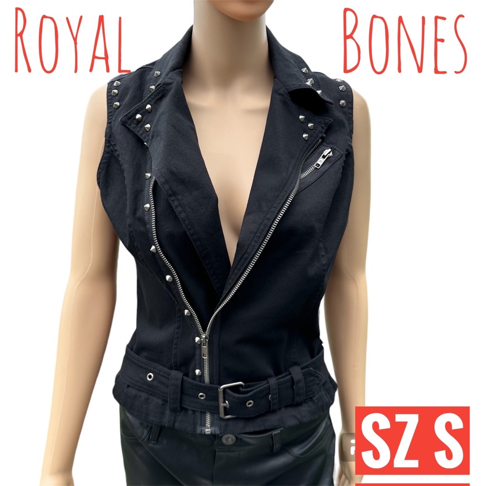 Royal Bones Biker Gothic Studded Motorcycle Black Ves… - Gem